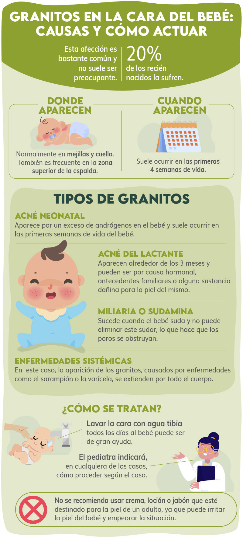 Granitos en la cara del bebé: causas y cómo actuar | Quiero cuidarme